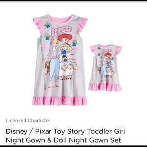 Disney | Pajamas | Toy Story Toddler Girl Night Gown Doll Gown Set ...